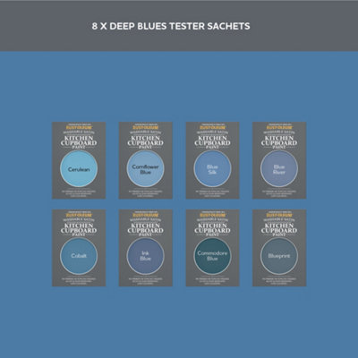 Rust-Oleum Blue Satin Kitchen Cupboard Paint Tester Samples - 10ml ...