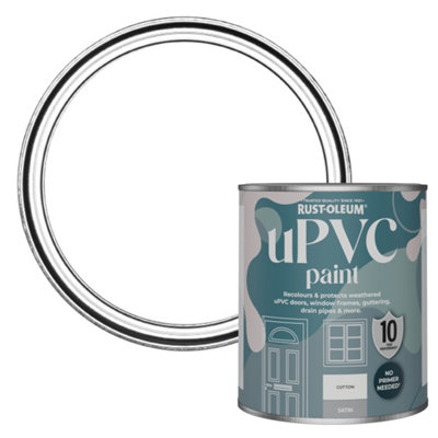 Rust-Oleum Cotton (White) Satin UPVC Paint 750ml | DIY at B&Q