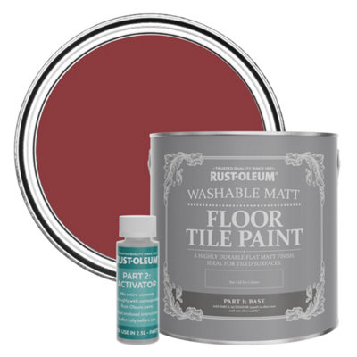 Rust-Oleum Empire Red Washable Matt Floor Tile Paint 2.5L | DIY at B&Q
