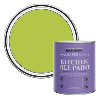 Rust-Oleum Key Lime Gloss Kitchen Tile Paint 750ml | DIY at B&Q