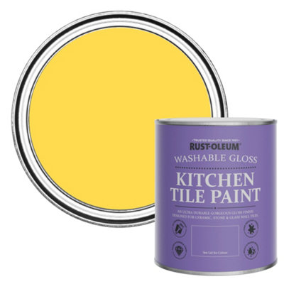 Rust-Oleum Lemon Sorbet Gloss Kitchen Tile Paint 750ml | DIY at B&Q