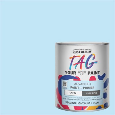 Rust-Oleum Mural Wall Tag Paint in Satin Finish - Beaming Light Blue 750ml
