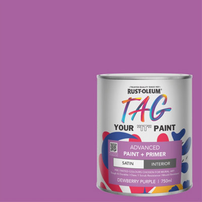 Rust-Oleum Mural Wall Tag Paint in Satin Finish - Dewberry Purple 750ml