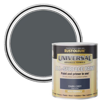 Rust-Oleum Universal Dark Grey Gloss All-Surface Paint 750ml at B&Q