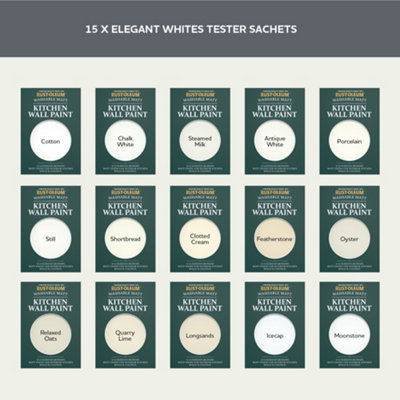 Rust-Oleum White Matt Kitchen Wall Paint Tester Samples - 10ml