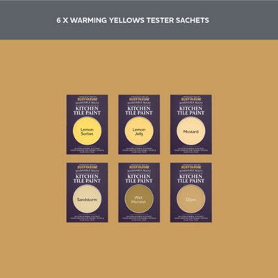 Rust-Oleum Yellow Matt Kitchen Wall Tile Paint Tester Samples - 10ml ...