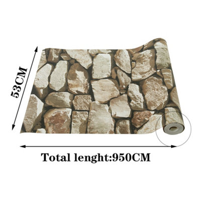 Rustic 3D Natural Stone Brick Effect Washable Wallpaper