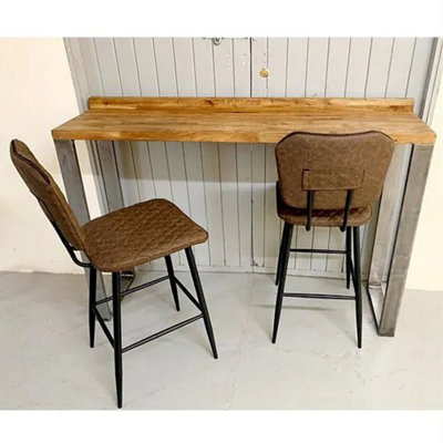 Rustic and Industrial Solid Oak Breakfast Bar - 160x45cm