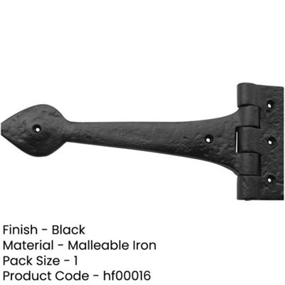 Rustic Antique Gate Hinge 225mm in Elegant Black Finish - Traditional ...