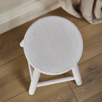 Rustic Antique White Hallway Room Kitchen Furniture Side Table Stool