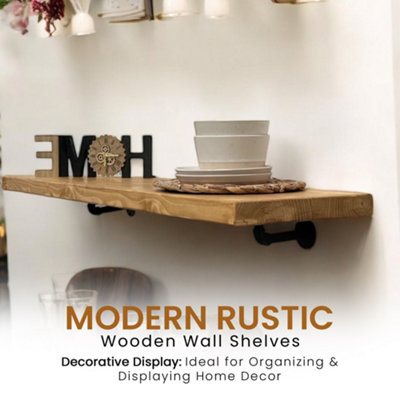 Rustic Breakfast Bar 30cm Kitchen Shelf Coffee Pub Table (Rustic Pine ...