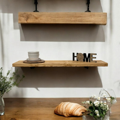 Rustic Breakfast Bar 30cm Kitchen Shelf Coffee Pub Table (Rustic Pine ...