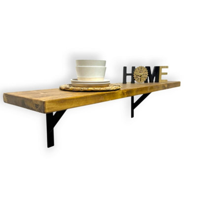 Rustic Breakfast Bar Wall Mounted Industrial 30cm Solid Wood BT01 ...