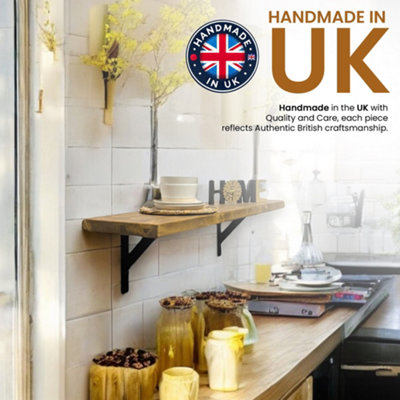 Rustic Breakfast Bar Wall Mounted Industrial 30cm Solid Wood BT01 ...