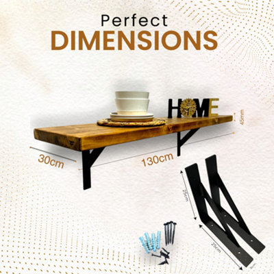 Rustic Breakfast Bar Wall Mounted Industrial 30cm Solid Wood BT01 ...