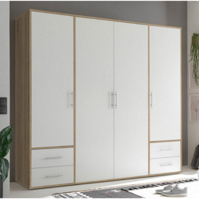 Rustic-Chic Valencia 4 Hinged Door Wardrobe with 4 Drawers 2060mm x ...