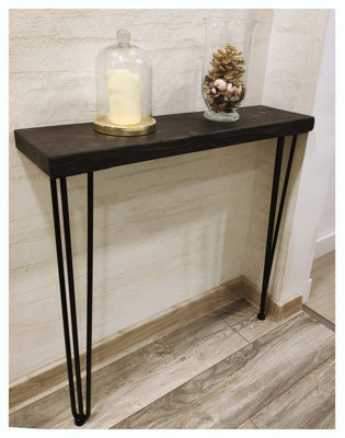 Rustic Console Table 145mm Hairpin 3R 406mm Charcoal Length of 40cm