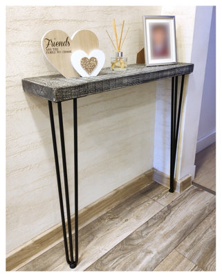 Rustic Console Table 145mm Hairpin 3R 711mm Monochrome Length of 60cm ...