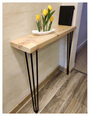 Rustic Console Table 225mm Hairpin 3R 860mm Primed Length of 40cm
