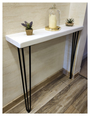 Rustic Console Table 225mm Hairpin 3R 860mm White Length of 110cm