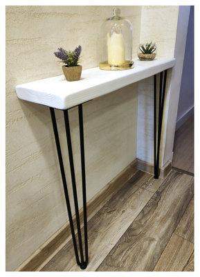 Rustic Console Table 225mm Hairpin 3R 860mm White Length of 110cm