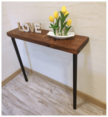 Rustic Console Table Radiator 145mm Square Frame 45cm Dark Oak Length ...