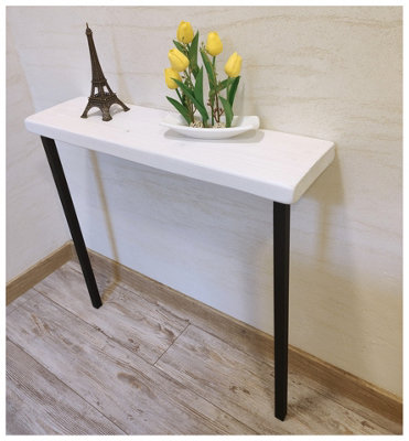 Rustic Console Table Radiator 225mm Square Frame 70cm White Length of ...