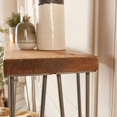 Rustic Console Table with Hairpin Legs - Narrow Entryway Table - Off ...