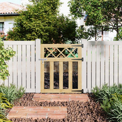 Rustic Cross Top Wooden Pedestrian Gate for Gardens and Yards 76m W x ...