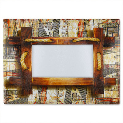 Rustic Egyptian Wooden Frame Glass Chopping Board