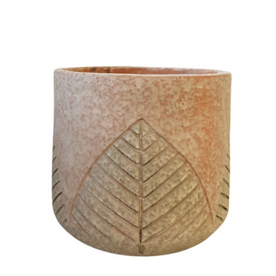 Rustic Embossed Leaf Design Indoor Plant Pot - H15 cm | DIY at B&Q