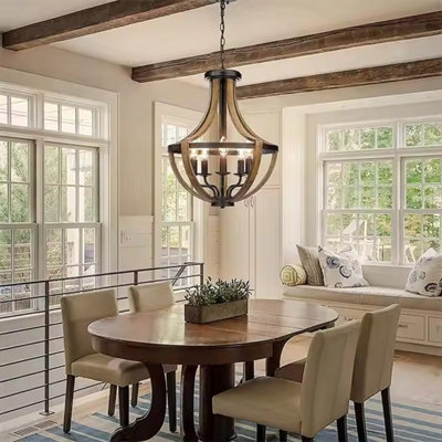 Rustic Farmhouse Pendant Light Retro Wood Ceiling Chandelier Indoor ...