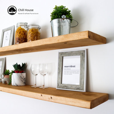 Rustic Floating Shelf made from Solid Wood, Scaffold Board, Chunky Old ...
