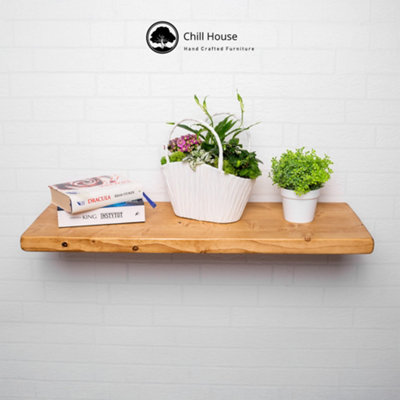 Rustic Floating Shelf Solid Wood Chunky Handmade with Brackets 12x1.5 ...