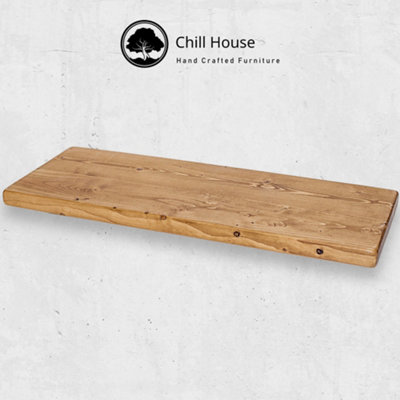 Rustic Floating Shelf Solid Wood Chunky Handmade with Brackets 12x1.5 ...
