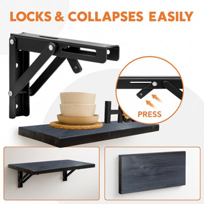 Rustic Folding Breakfast Bar Table Wall Mounted BT03 (Black, 100cm)