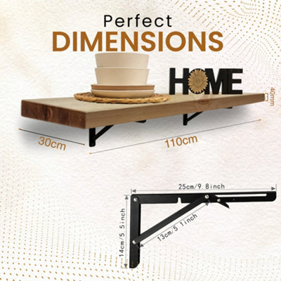 Rustic Folding Breakfast Bar Wall Mounted BT03 (Rustic Pine, 110cm (1.1m)