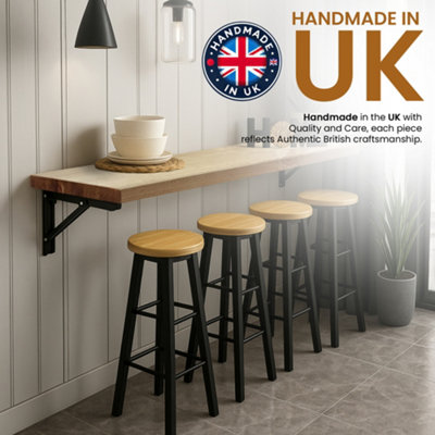 Rustic Folding Breakfast Bar Wall Mounted BT03 (Rustic Pine, 110cm (1.1m)