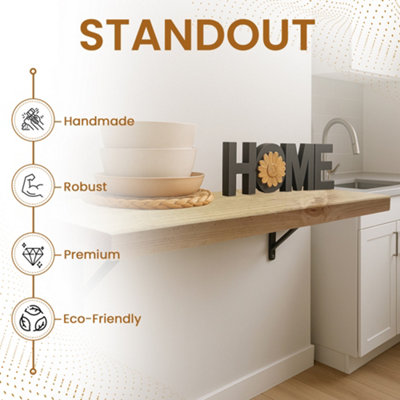 Rustic Folding Breakfast Bar Wall Mounted BT03 (Rustic Pine, 120cm (1.2m)