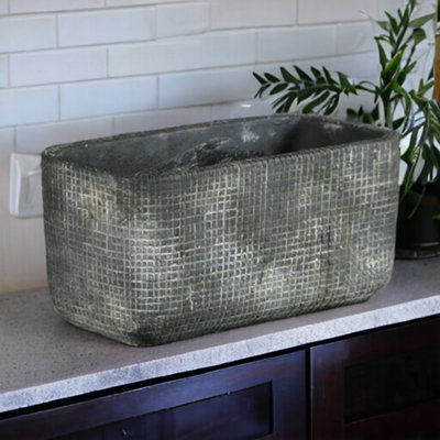 Rustic Grey Ceramic Trough Plant Pot - H10 x W21cm | DIY at B&Q