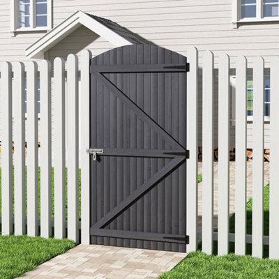Rustic Grey Semi-Braced Arch Gate with Latch H 180cm x W 90cm