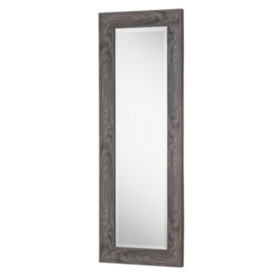 Rustic Grey Wood Effect Scooped Framed Mirror 130x46cm