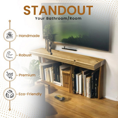 Rustic Handmade Floating Shelf - Wall-Mounted Storage Unit with ...