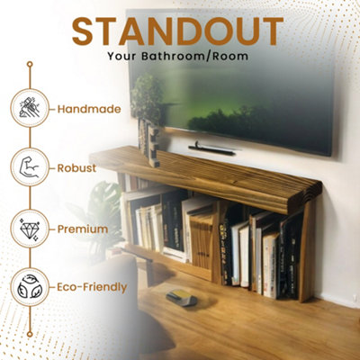 Rustic Handmade Floating Shelf - Wall-Mounted Storage Unit with ...