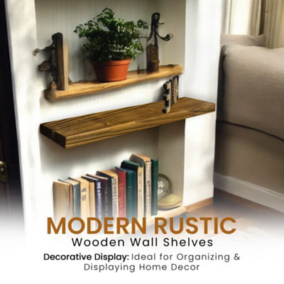 Rustic Handmade Floating Shelf - Wall-Mounted Storage Unit with ...