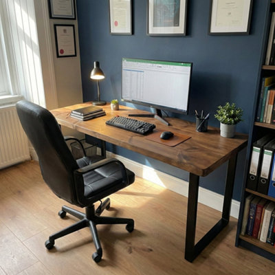 Rustic Handmade Office Desk - Dark Oak