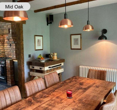 Rustic Industrial Canadian Timber Dining Table - Mid Oak