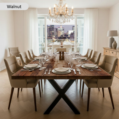 Rustic Industrial Canadian Timber Dining Table - Walnut