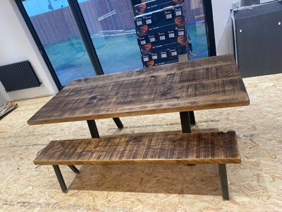 Rustic Industrial Canadian Timber Dining Table - Walnut