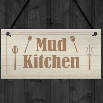 Rustic Mud Kitchen Sign Hanging Garden Playroom House Sign Daughter Son ...